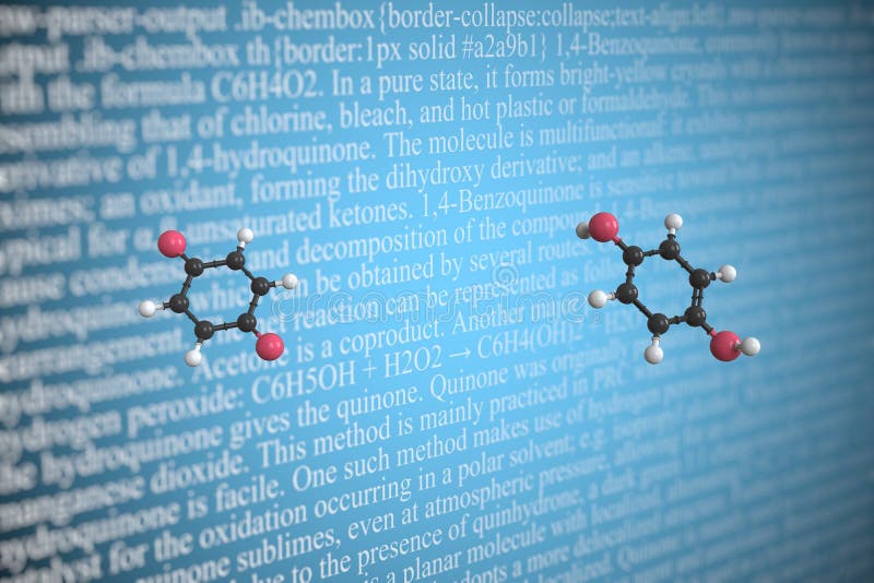 Quinhydrone Scientific Molecular Model, 3D Rendering Stock Illustration ...