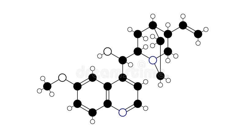 Quinine Molecule, Structural Chemical Formula, Ball-and-stick Model ...