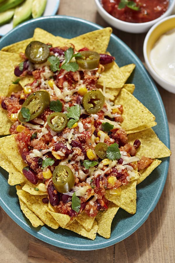 Quinoa chilli nachos stock image. Image of nacho, avocado - 88701225