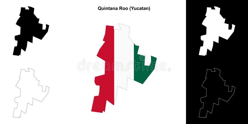 Quintana Roo outline map stock vector. Illustration of cartography ...