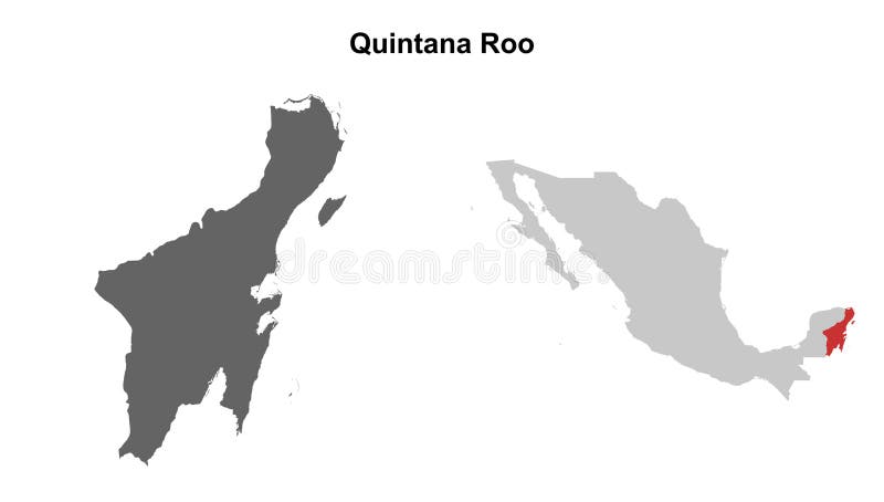 Quintana Roo outline map stock vector. Illustration of mexico - 379012000