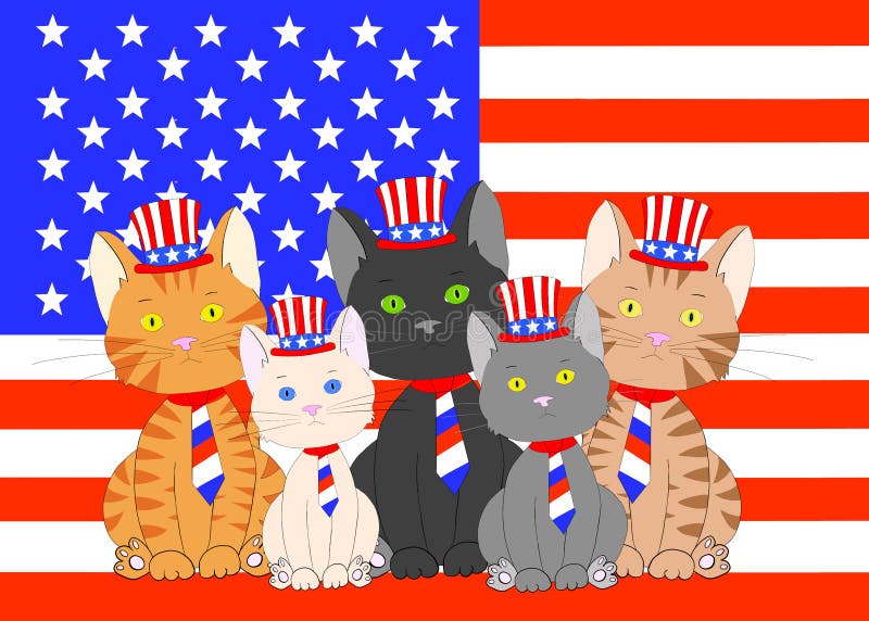 Patriotic Election Day Cats at Podium with Vote Sign Stock Image ...