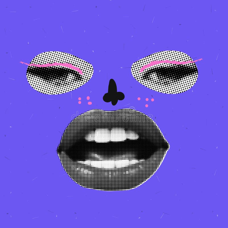 Quirky Avatar in a Halftone Style Collage. Dadaism Style Stock Vector ...