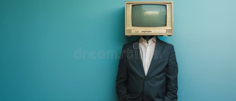 Quirky Businessman with TV Head Concept Stock Illustration ...