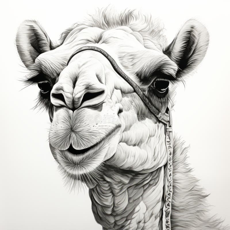 Quirky Camel Portrait: Detailed Black and White Pencil Drawing Stock ... Quirky Camel Portrait: Detailed Black and White Pencil Drawing Stock ...