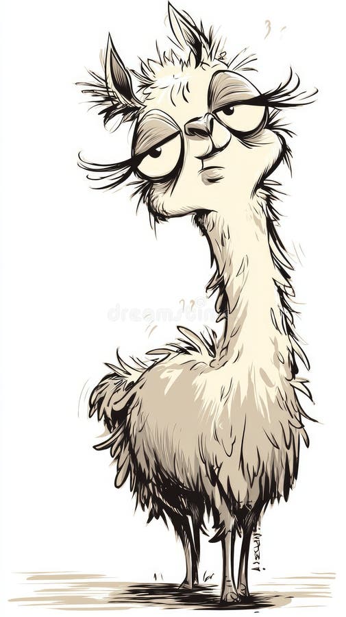 Quirky Cartoon Llama stock illustration. Illustration of heavy - 373494968