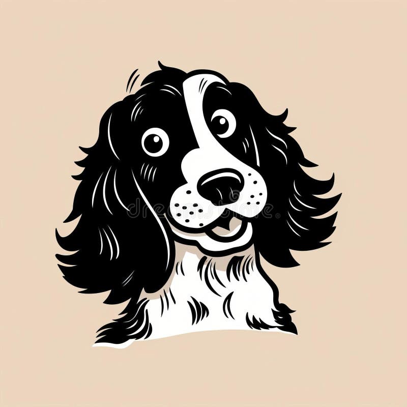 Quirky Cocker Spaniel Doodle Art with Mischievous Expression Stock ...
