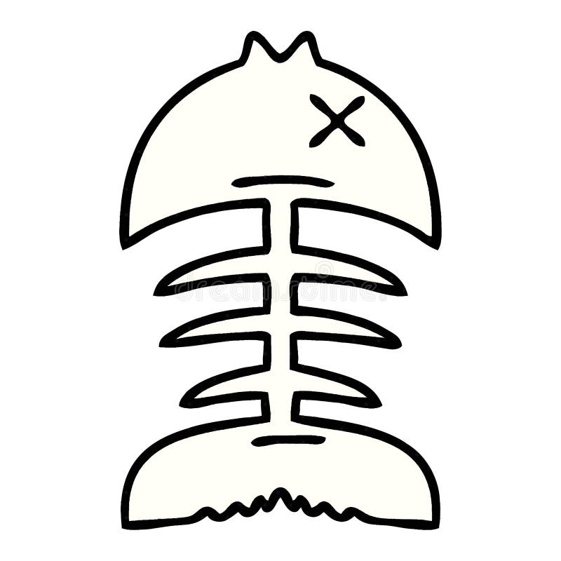 Dead Fish Bone Rubbish Garbage Trash Cute Cartoon Character Doodle ...