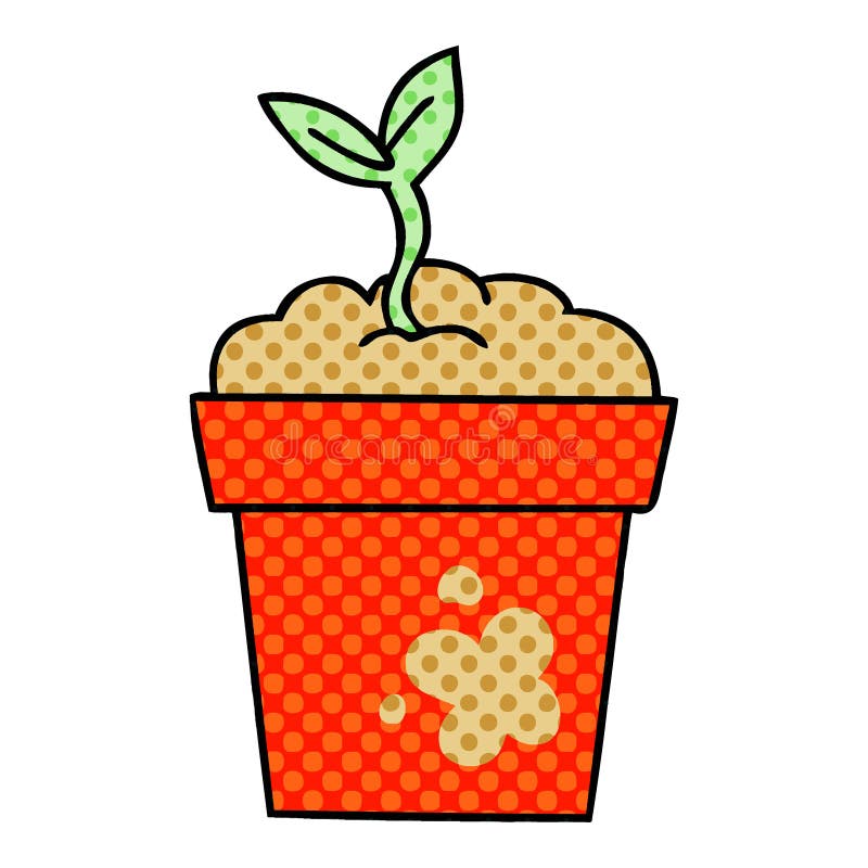 Quirky Comic Book Style Cartoon Seedling Stock Vector - Illustration of ...