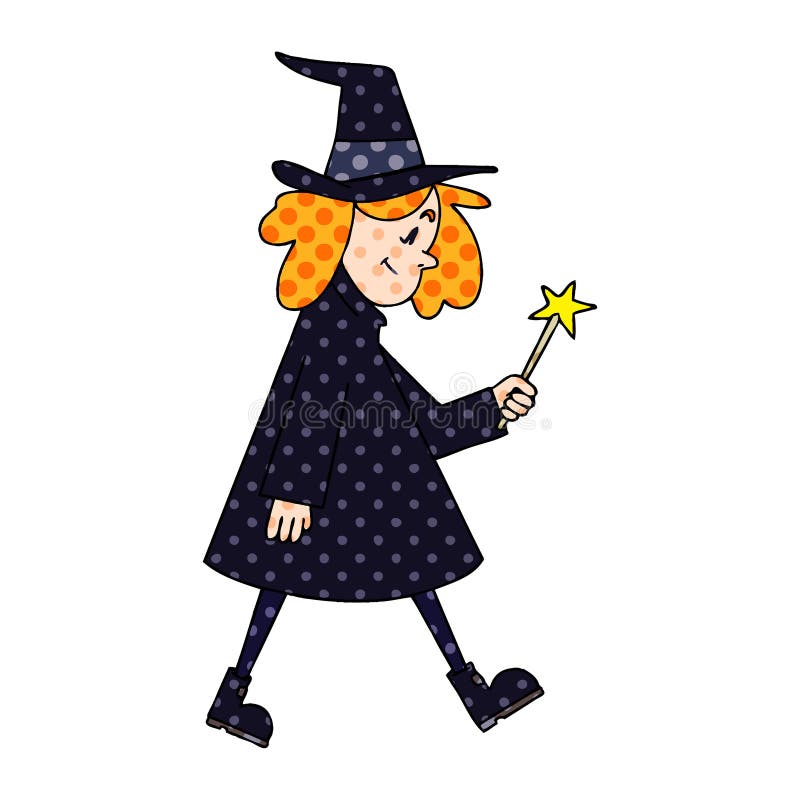 Quirky Comic Book Style Cartoon Witch Stock Vector - Illustration of ...