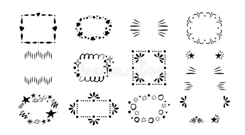 Quirky Doodles Frames and Borders Collection. Hand Drawn Colorful ...