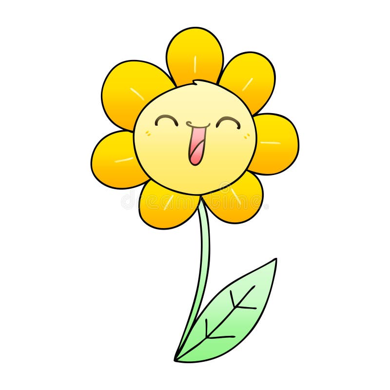 Quirky Gradient Shaded Cartoon Happy Flower Stock Vector - Illustration ...