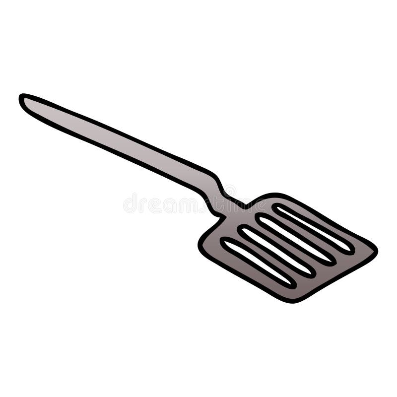 Quirky Gradient Shaded Cartoon Spatula Stock Vector - Illustration of ...
