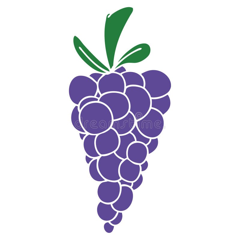 Quirky Hand Drawn Cartoon Bunch of Grapes Stock Vector - Illustration ...