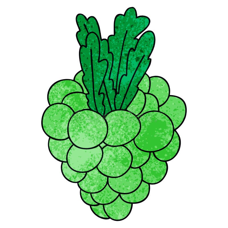 Quirky Hand Drawn Cartoon Bunch of Grapes Stock Vector - Illustration ...