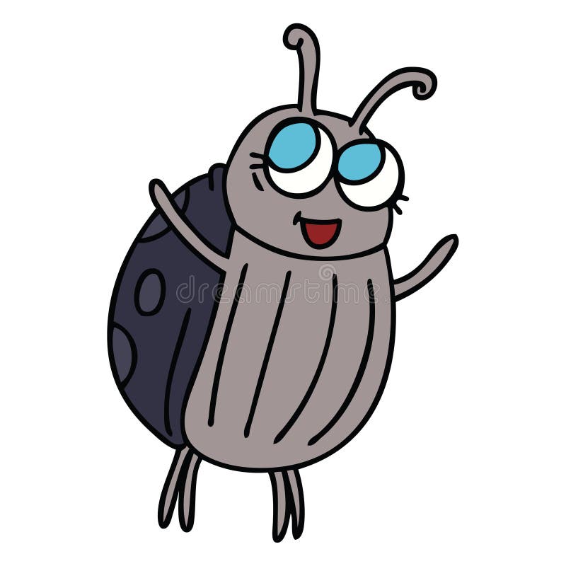 Quirky Hand Drawn Cartoon Happy Bug Stock Vector - Illustration of ...