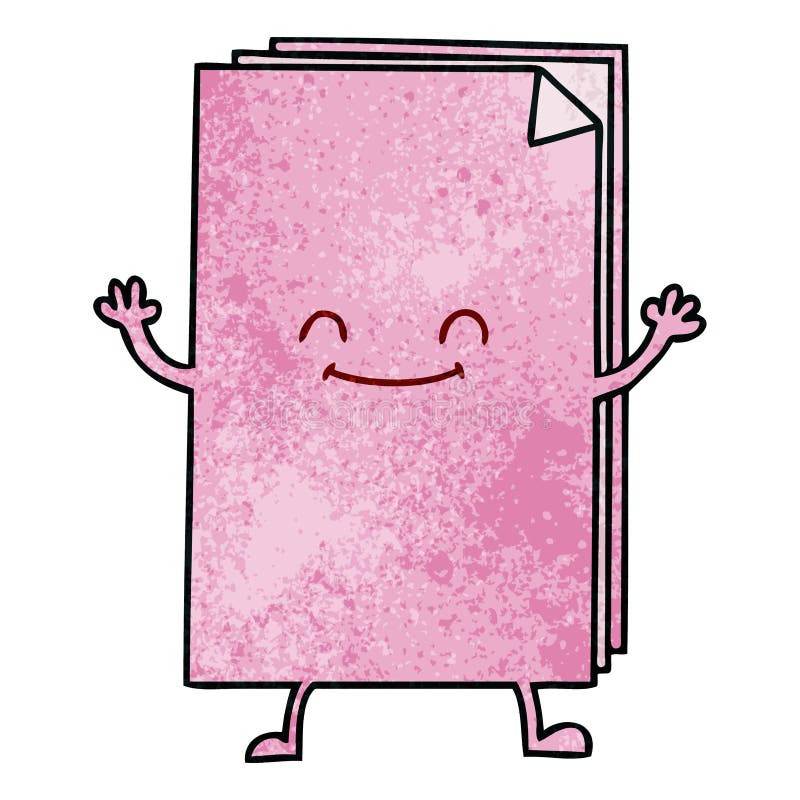 Quirky Hand Drawn Cartoon Happy Stack of Papers Stock Vector ...