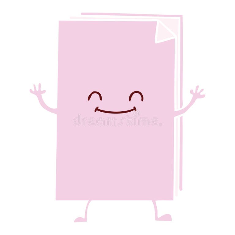 Quirky Hand Drawn Cartoon Happy Stack of Papers Stock Vector ...
