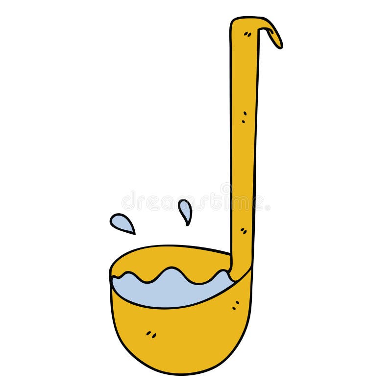 Quirky Hand Drawn Cartoon Ladle Stock Vector - Illustration of kitchen ...