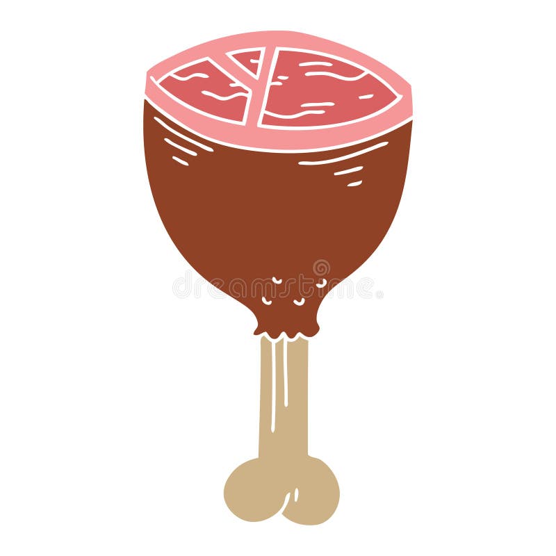 Quirky Hand Drawn Cartoon Meat Bone Stock Vector - Illustration of ...