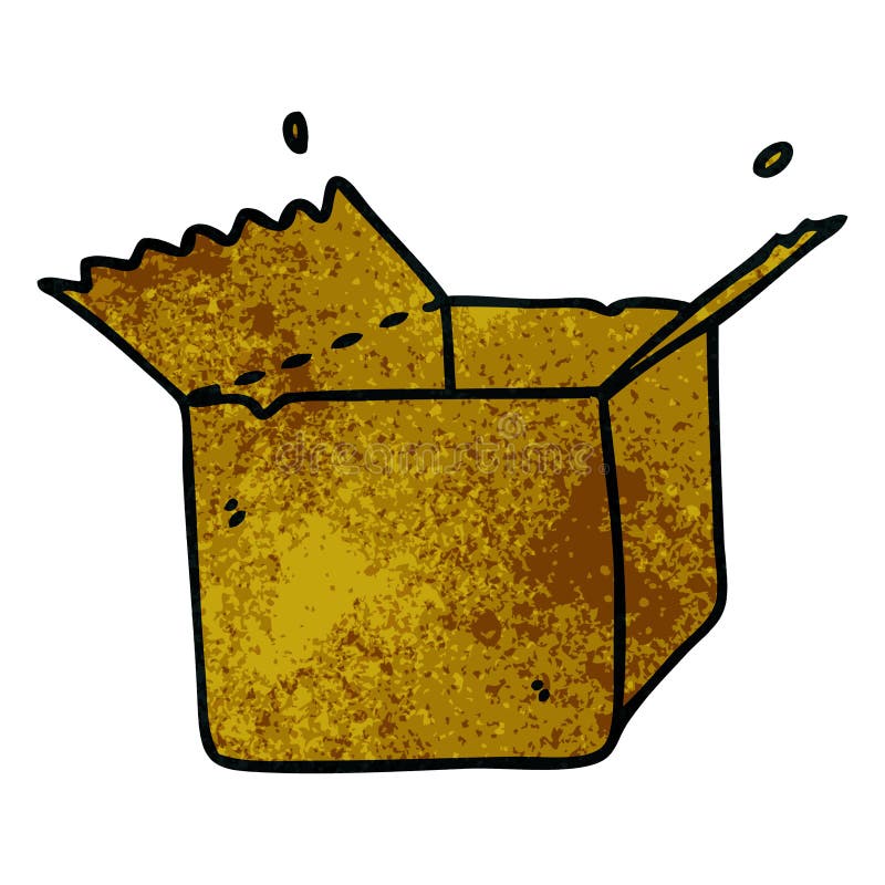 Quirky Hand Drawn Cartoon Open Box Stock Vector - Illustration of ...