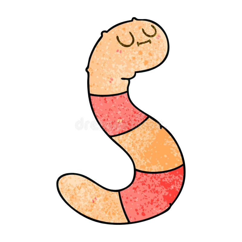 Quirky Hand Drawn Cartoon Worm Stock Vector - Illustration of effect ...