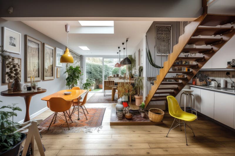 Quirky House with Eclectic Mix of Vintage and Modern Elements Stock ...