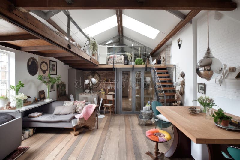 Quirky House with Eclectic Mix of Vintage and Modern Elements Stock ...