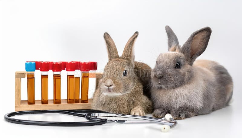 Two Rabbits in Medical Scene Isolated on White Background Medical ...