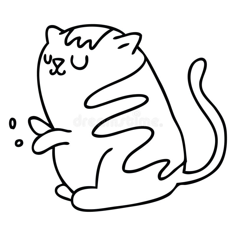 Quirky Line Drawing Cartoon Cat Stock Vector - Illustration of crazy ...