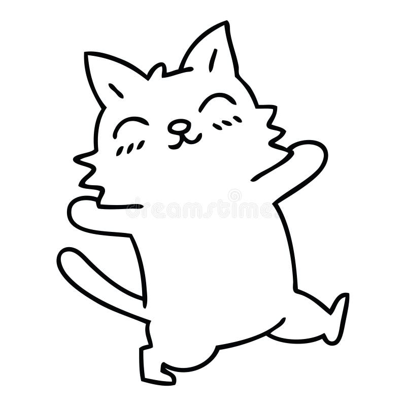 Quirky Line Drawing Cartoon Cat Stock Vector - Illustration of retro ...