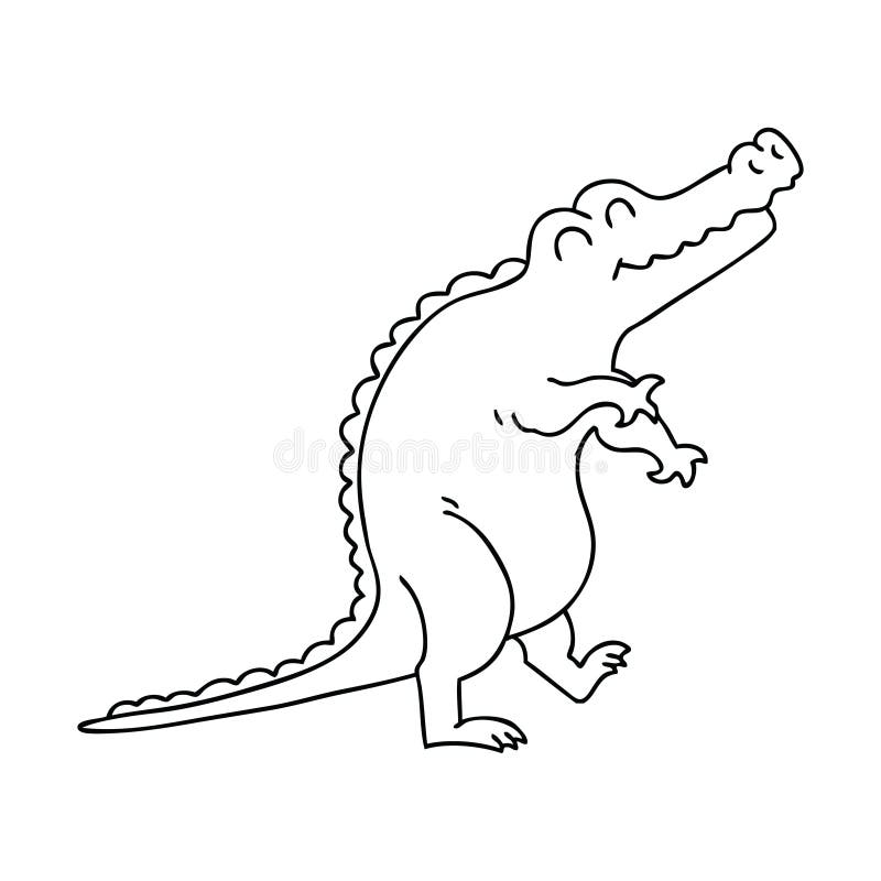 Quirky Line Drawing Cartoon Crocodile Stock Vector - Illustration of ...