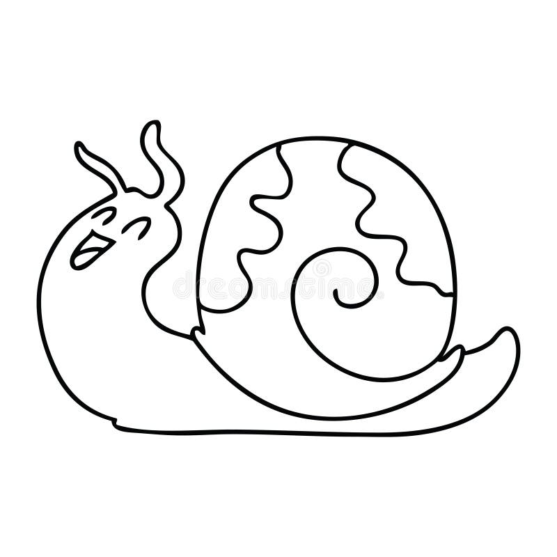 Quirky Line Drawing Cartoon Snail Stock Vector - Illustration of ...