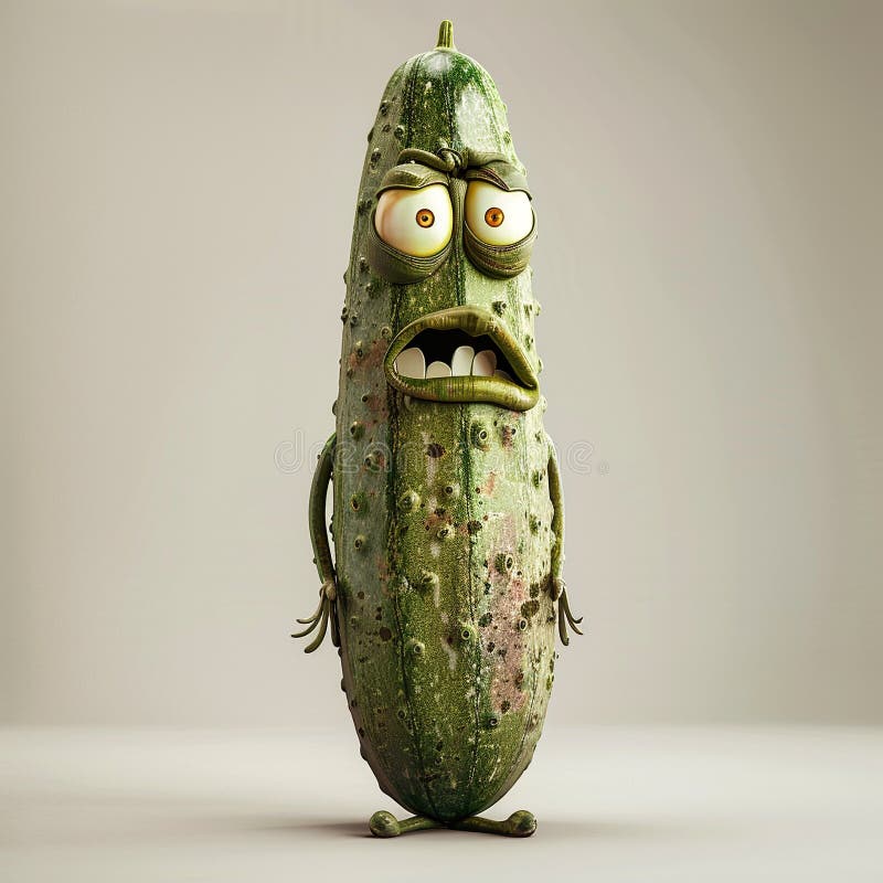 Animated Pickle Character Expressing Discontent in a Minimalist ...
