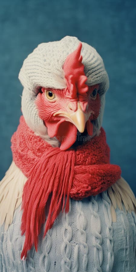 Quirky and Realistic Portrait of a Hen in a Scarf Stock Illustration ...
