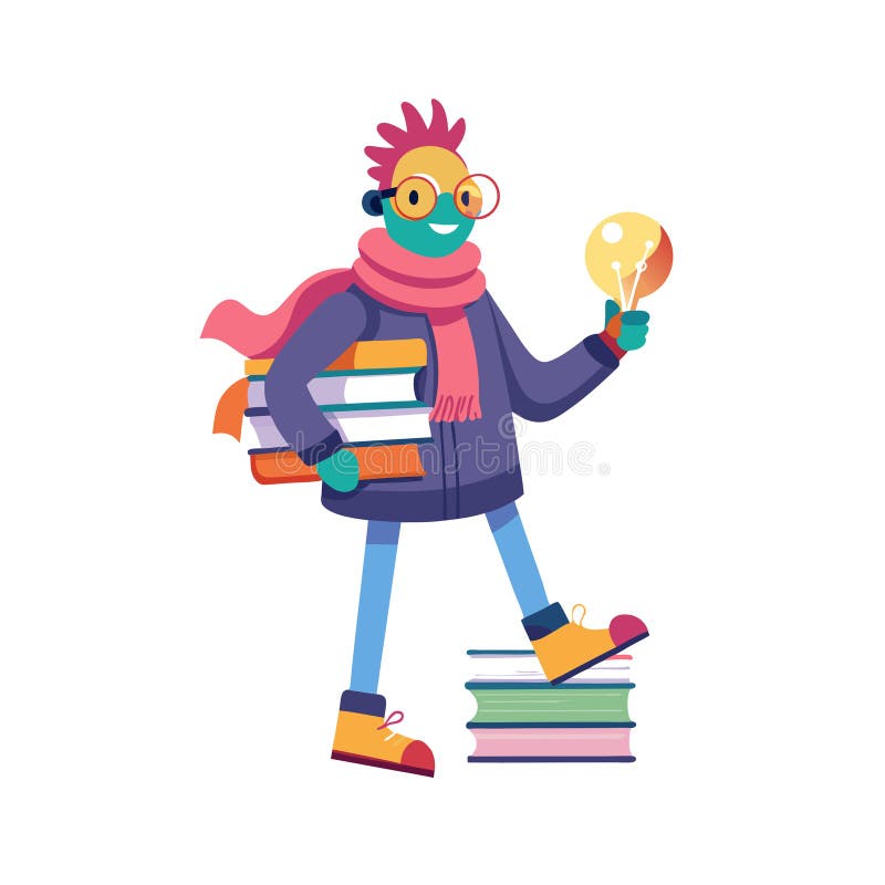 Smart Student with Books and Lightbulb: Education, Creativity, and ...