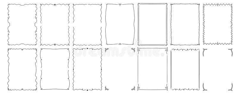 Quirky Trendy Monoline Frame, Hand Drawn Borders with Bows for Wedding ...