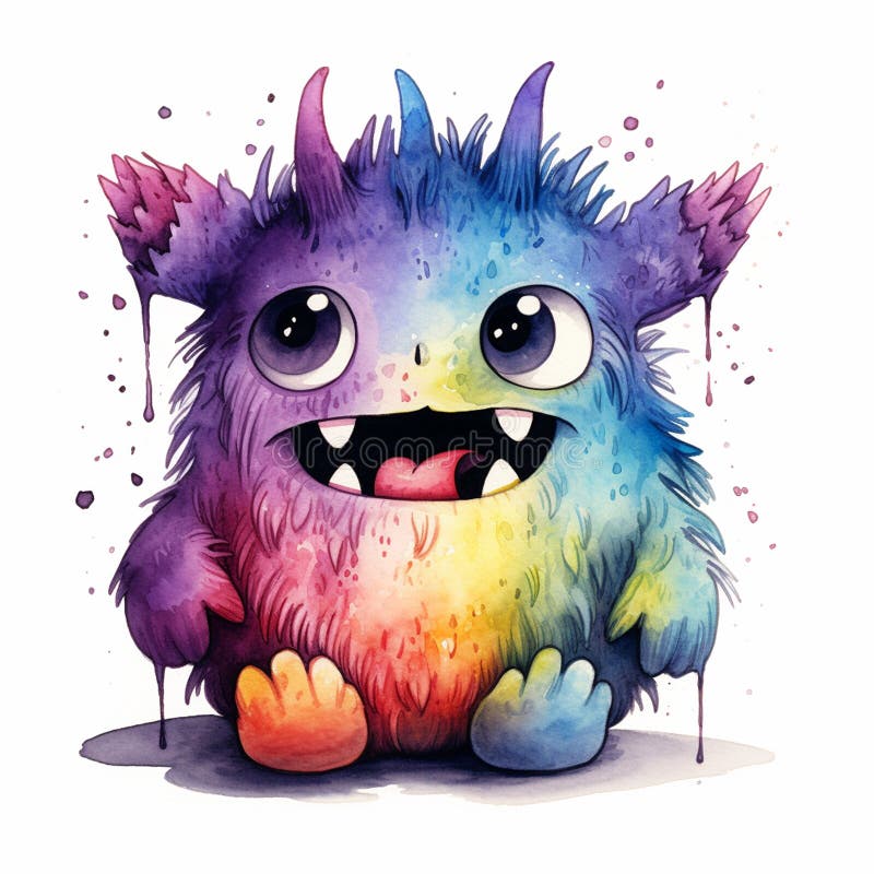 Quirky Watercolor Monster Being Unique Stock Illustration ...