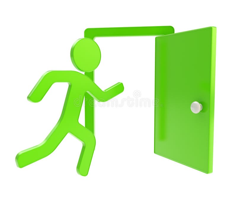 Quit, Emergency Exit Icon Emblem Isolated Stock Illustration ...