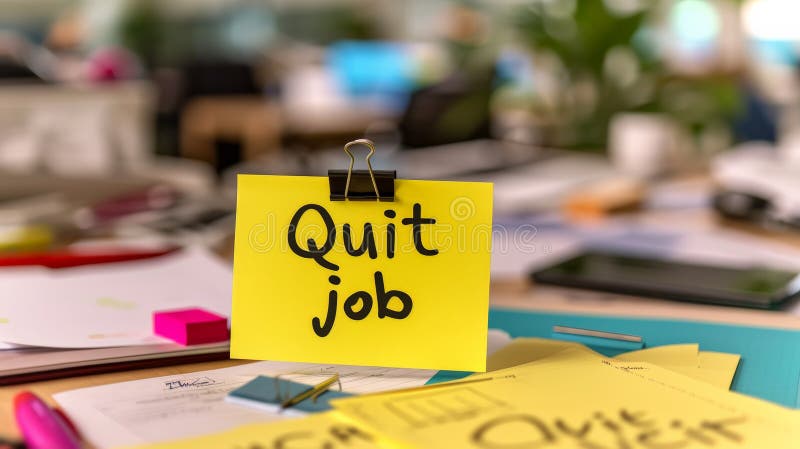 Quit Job on Cluttered Desk - AI Generated Stock Illustration ...
