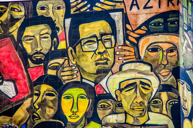 QUITO, ECUADOR AUGUST 20 2017: Beautiful Mural Graffiti on a Wall in ...