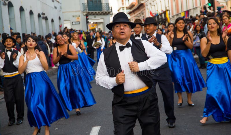 Quito, Ecuador - December 09, 2016: an Unidentified People are Dancing ...