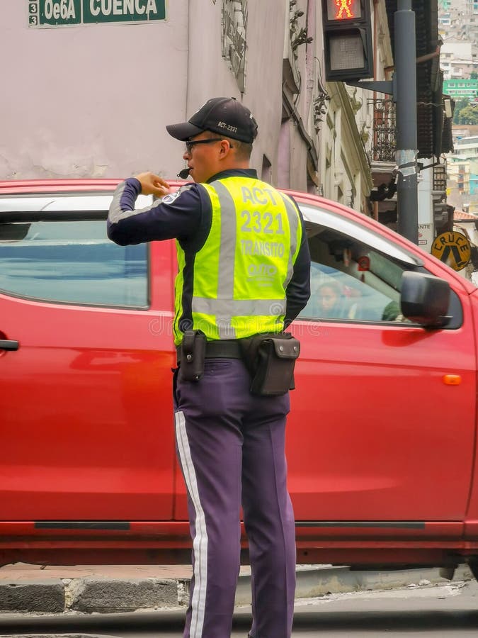 Quito, Ecuador, September 29, 2019: Police Guarding the Historic Centre ...