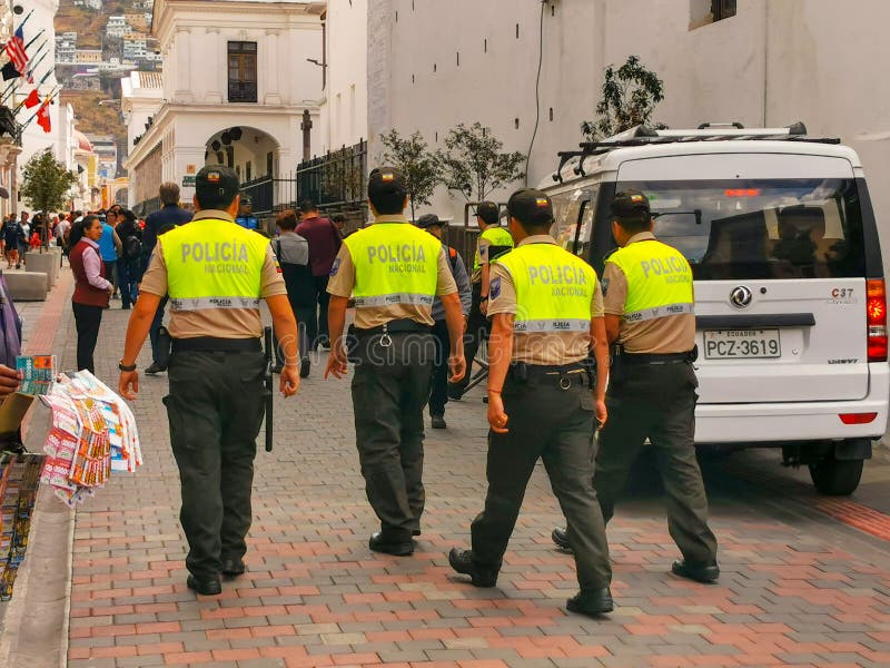 Quito, Ecuador, September 29, 2019: Police Guarding the Historic Centre ...