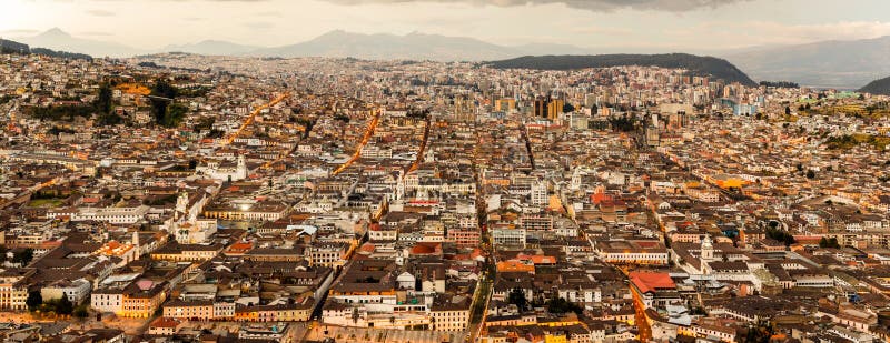 Quito Panorama at Sunset stock image. Image of center - 61380297