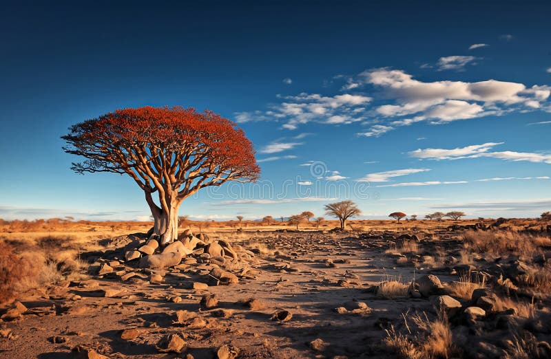 The Quiver Tree Forest in Namibia Stock Illustration - Illustration of ...