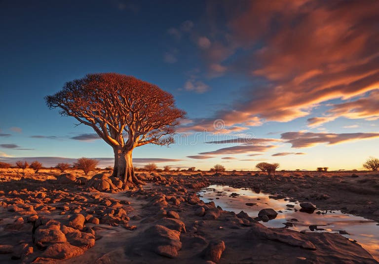 The Quiver Tree Forest in Namibia Stock Illustration - Illustration of ...