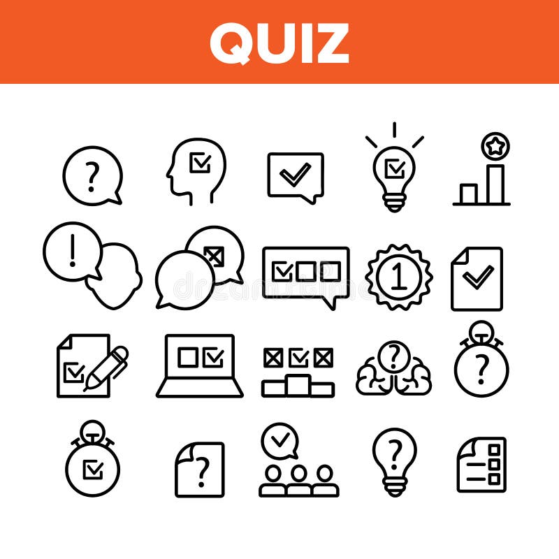 Quiz Game Collection Elements Icons Set Vector Stock Vector ...