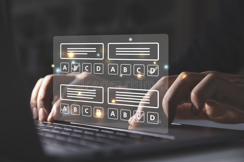 Quiz Game, Examination Test, Choose Correct Answer in Test, Young Man ...