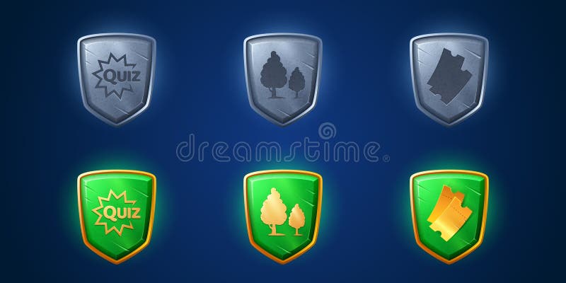 Quiz Game Shield Icon Cartoon Vector Element Set Stock Vector ...